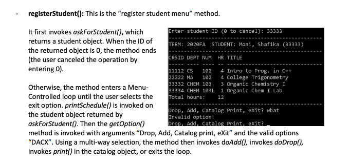 Implement a Course Registation APPlication (CRAPP) | Chegg.com