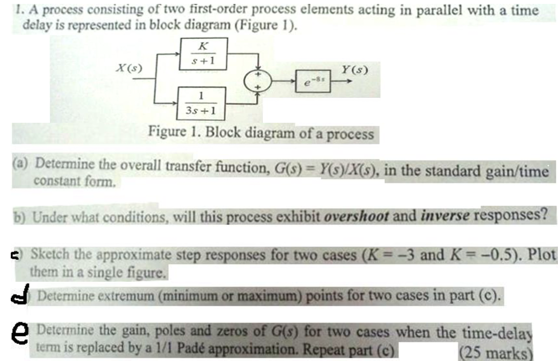 Solved 1. A process consisting of two first-order process | Chegg.com