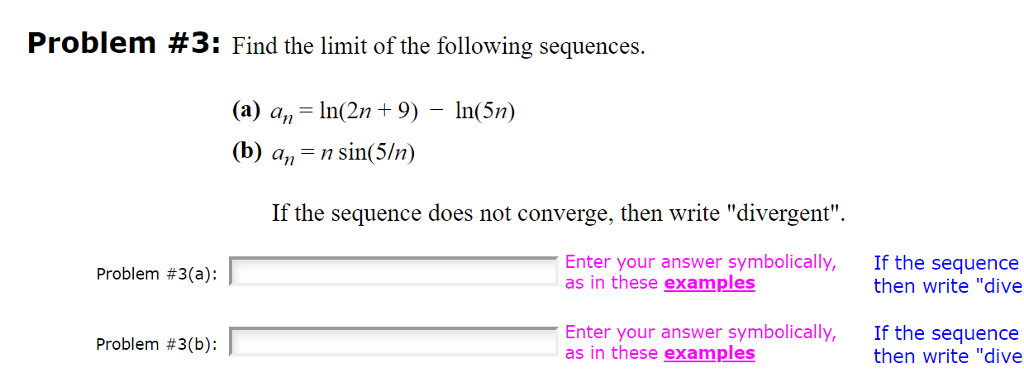 Solved Problem #3: Find the limit of the following sequences | Chegg.com