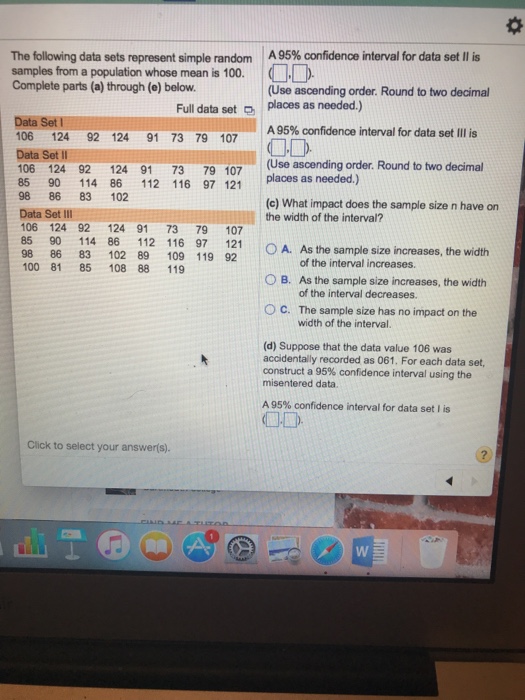 Solved The following data sets represent simple random | Chegg.com