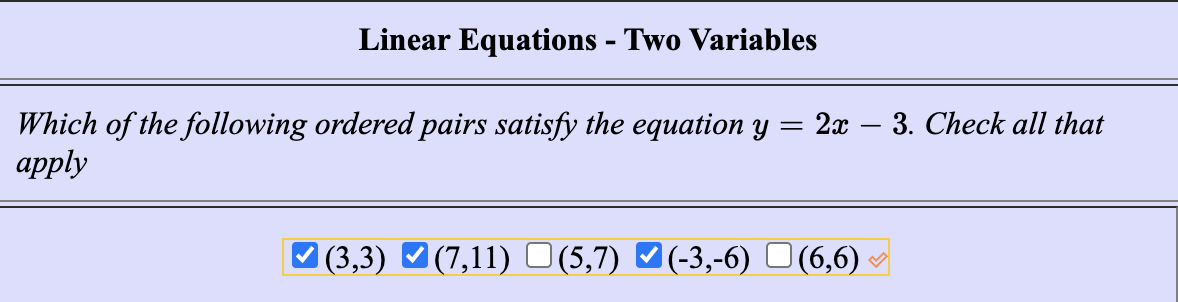 Solved Linear Equations - Two Variables Which of the | Chegg.com