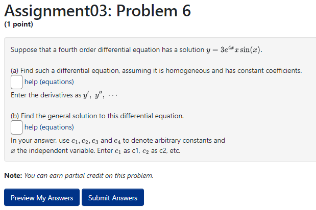 Solved Assignment03: Problem 6 (1 point) Suppose that a | Chegg.com
