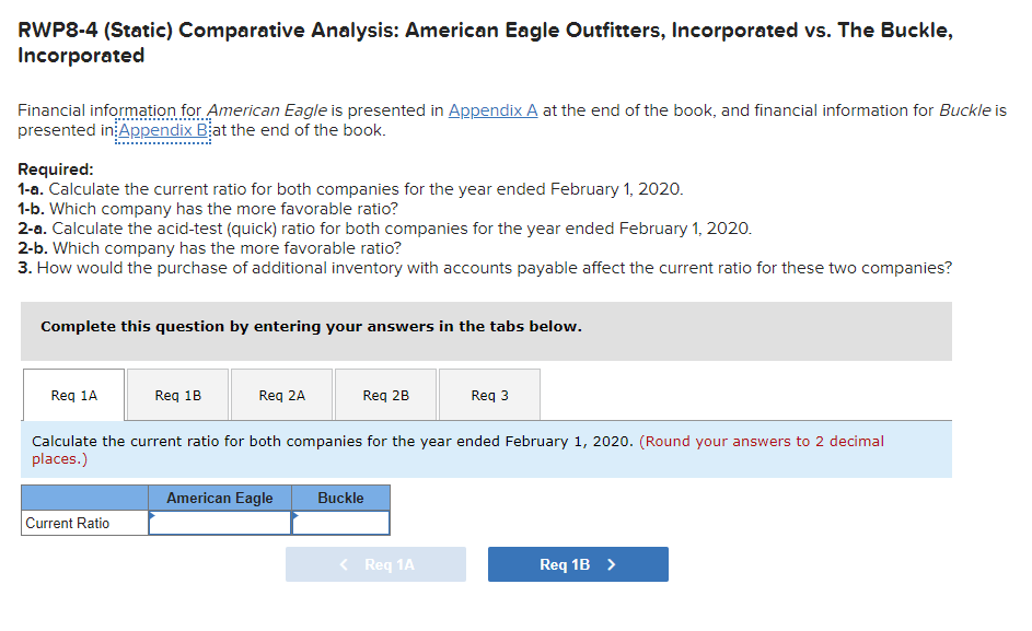 RWP8-4 (Static) Comparative Analysis: American Eagle | Chegg.com