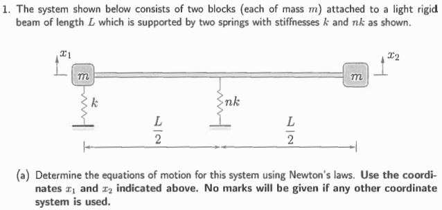 Solved 1. The system shown below consists of two blocks | Chegg.com
