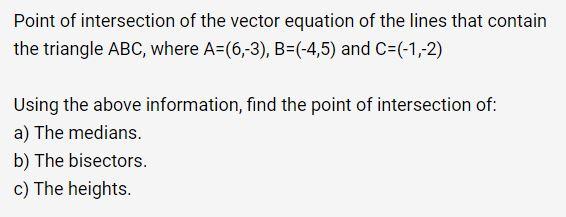 Solved Point of intersection of the vector equation of the | Chegg.com