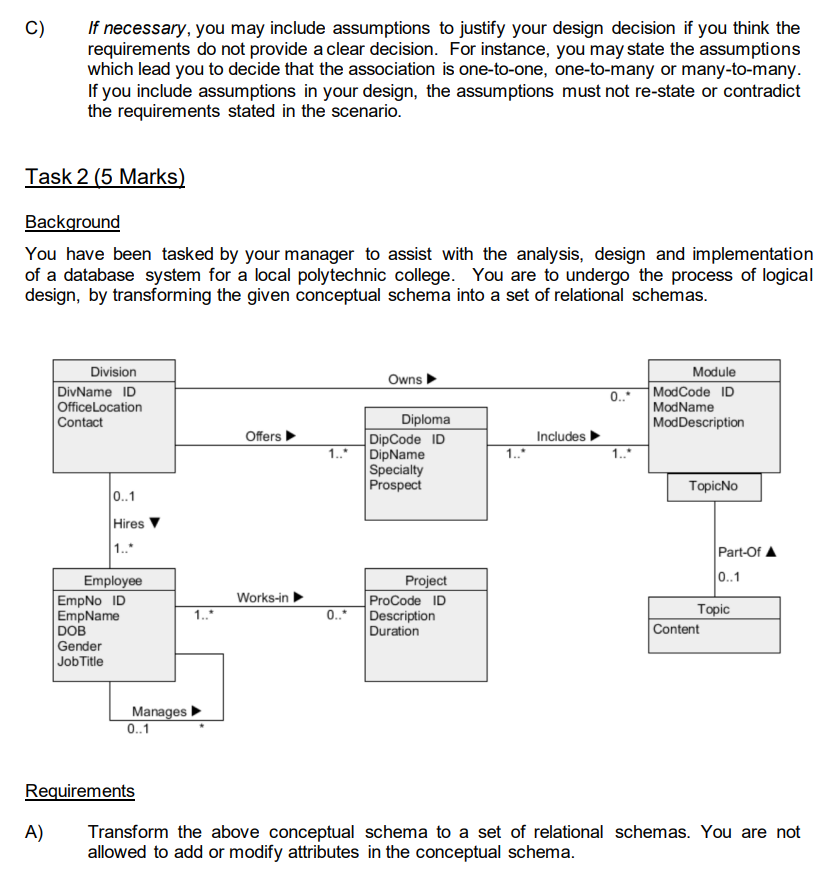 Solved Task 1 (5 Marks) Background As an experienced | Chegg.com