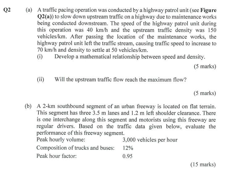 Solved (a) A traffic pacing operation was conducted by a | Chegg.com