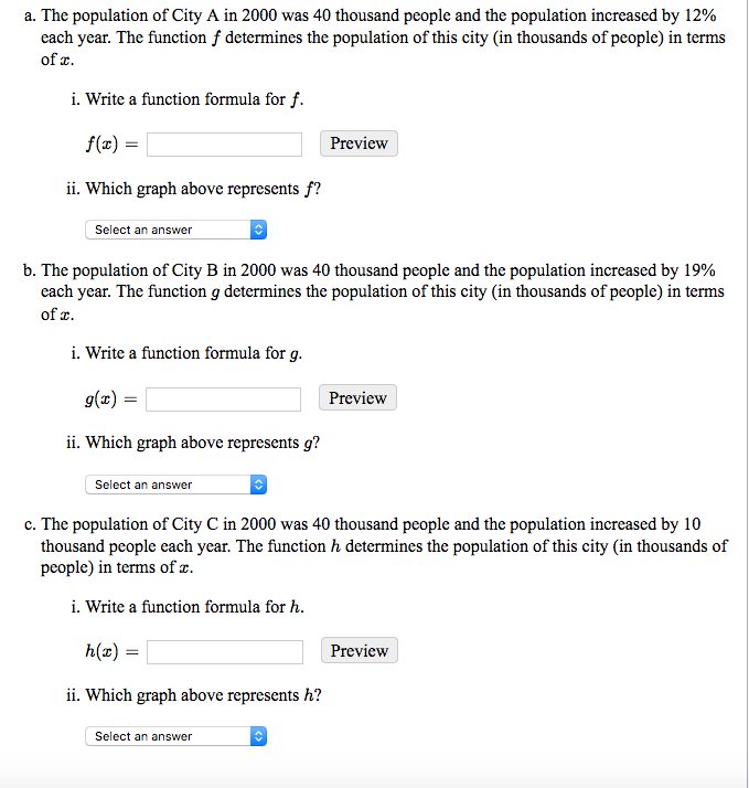 Solved a. The population of City A in 2000 was 40 thousand | Chegg.com