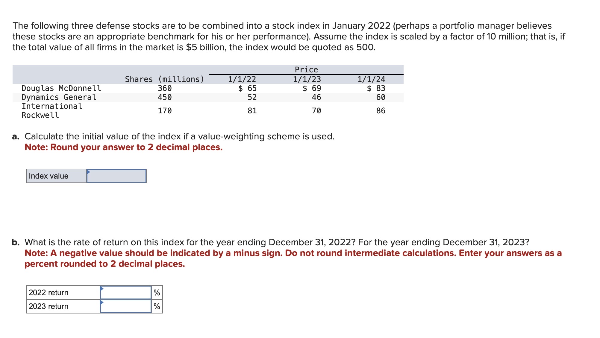 Solved The following three defense stocks are to be combined | Chegg.com