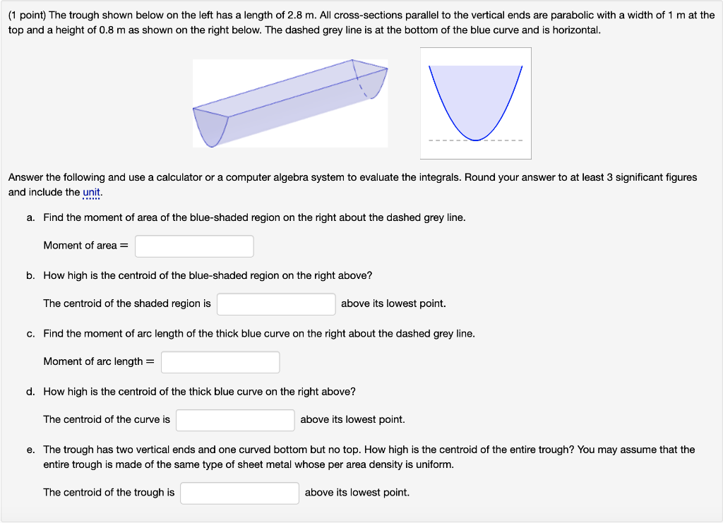 Solved (1 point) The trough shown below on the left has a | Chegg.com