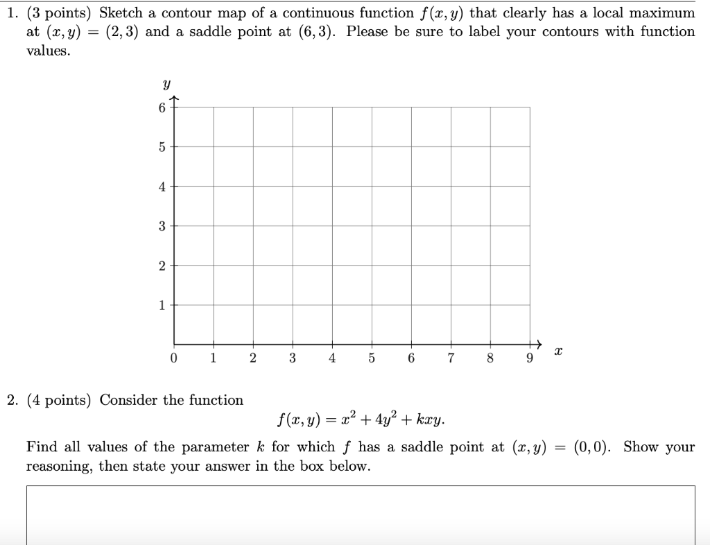Solved 1. Sketch a contour map of a continuous function | Chegg.com