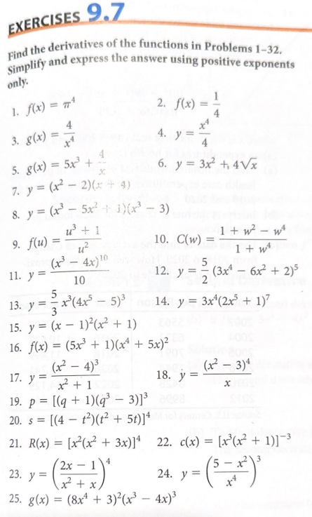 Solved Find the derivatives of the functions in Problems | Chegg.com