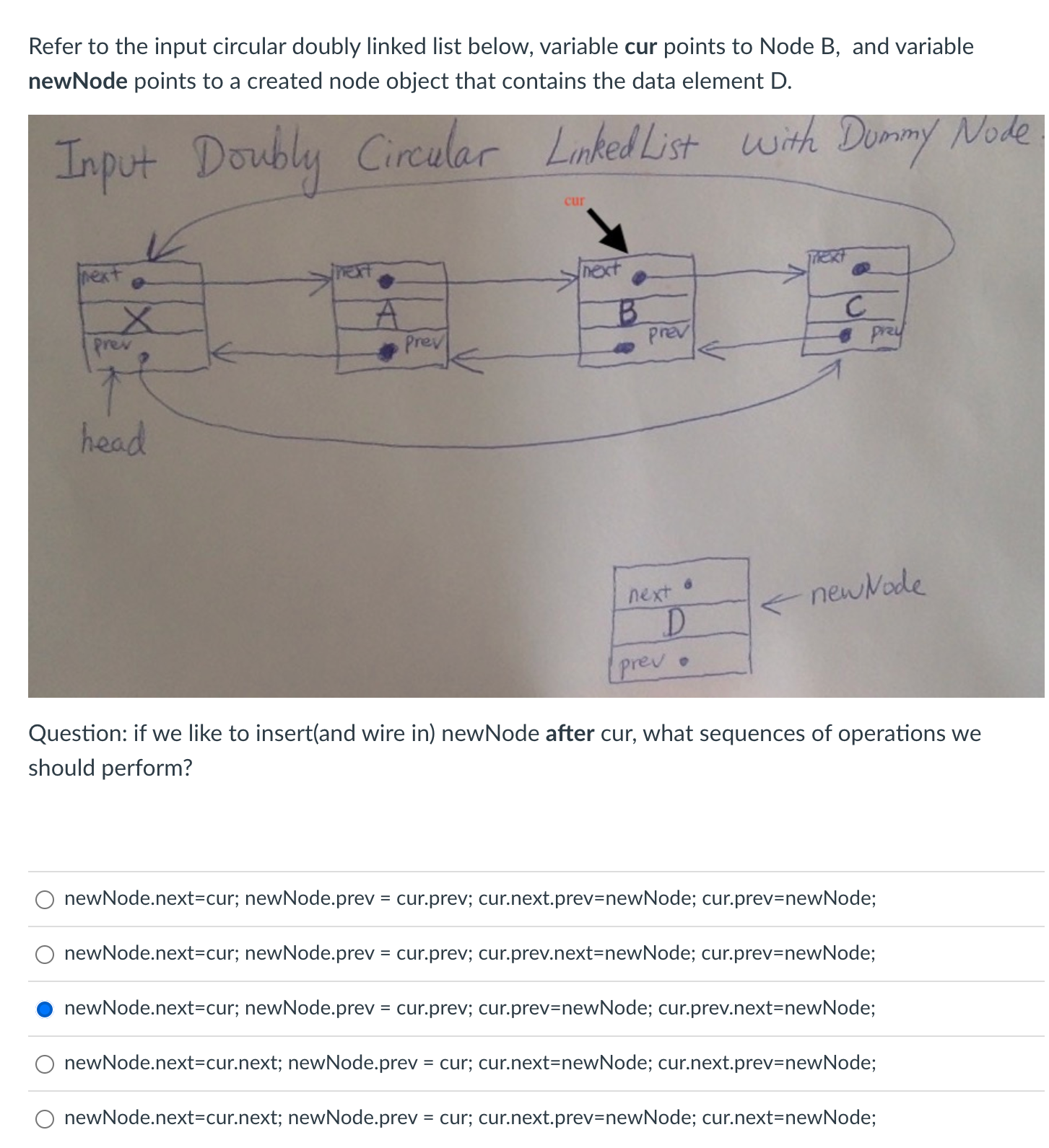 Solved Refer to the input circular doubly linked list below, | Chegg.com