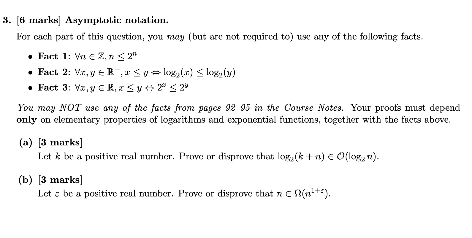 Solved 3 [6 Marks] Asymptotic Notation For Each Part Of