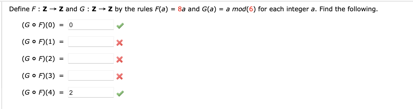 Solved Define F:Z→Z and G:Z→Z by the rules F(a)=8a and | Chegg.com