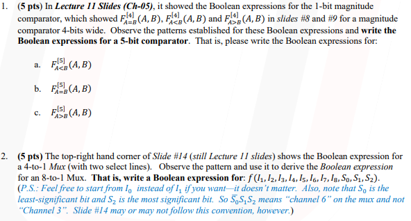 (5 pts) In Lecture 11 Slides (Ch-05), it showed the | Chegg.com