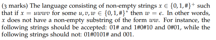= Let Σ {0,1, #}. For each of the following | Chegg.com