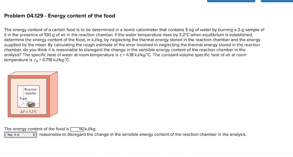 Solved Problem 04.129 - Energy content of the food The | Chegg.com