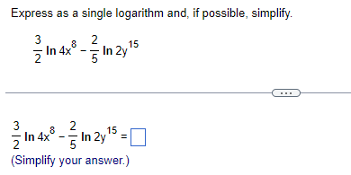 Solved Express as a single logarithm and, if possible, | Chegg.com