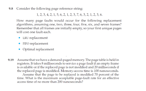 Solved 9.8 Consider the following page reference string: | Chegg.com