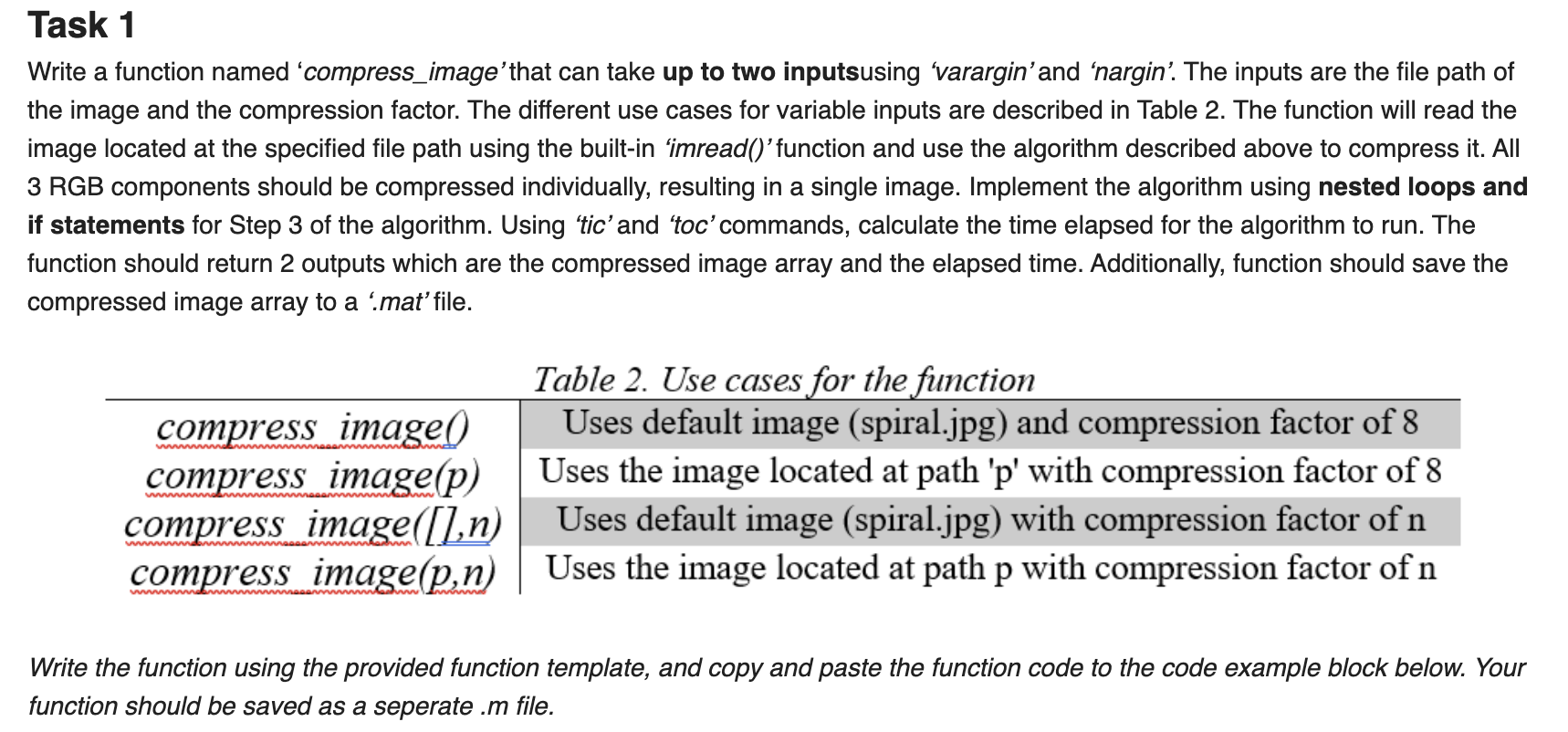 Solved Task 1Write a function named ‘compress_image’ ﻿that | Chegg.com