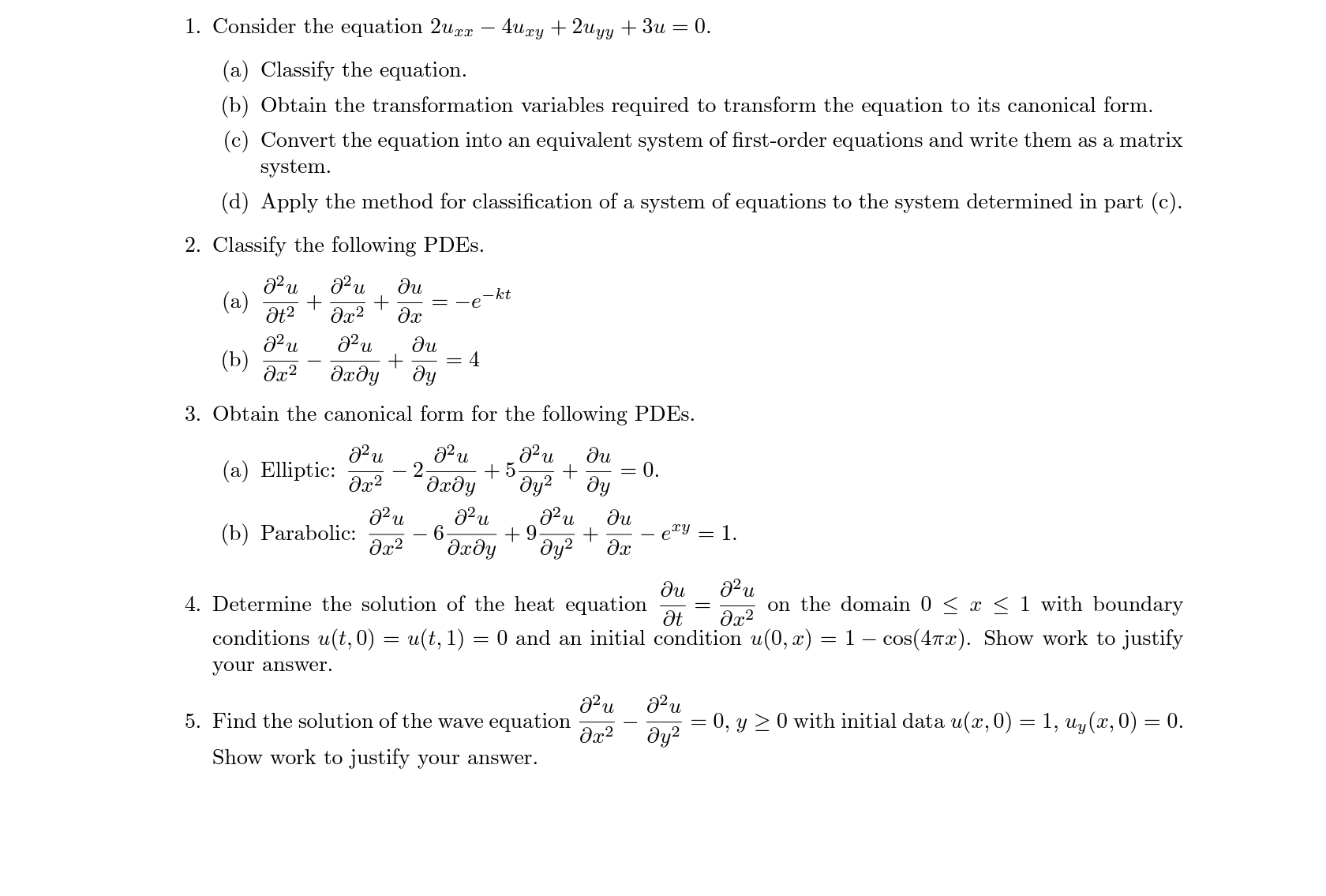 Consider the equation 2u×-4uxy+2uyy+3u=0.(a) | Chegg.com