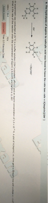 Solved hydrolysis of Aspirin to salicylic acid was found to | Chegg.com