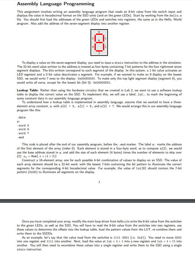 Assembly Language Programming This assignment | Chegg.com