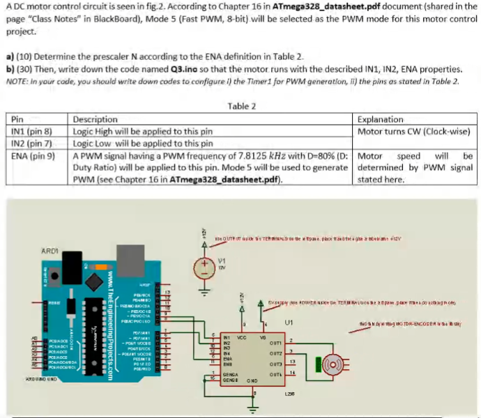 Solved A DC motor control circuit is seen in fig.2. | Chegg.com