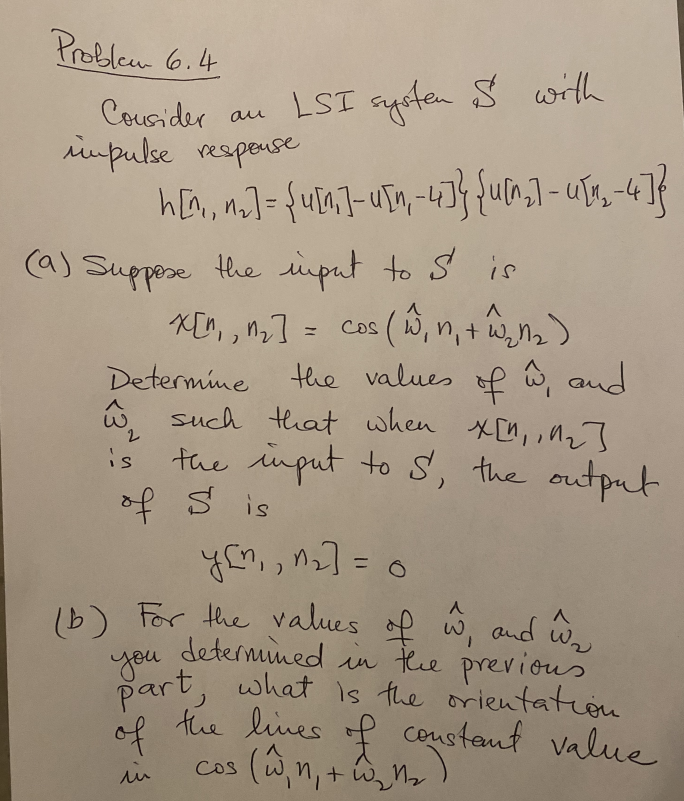 Solved Problem 6.4 Cousider an LSI systen \& with impulse | Chegg.com