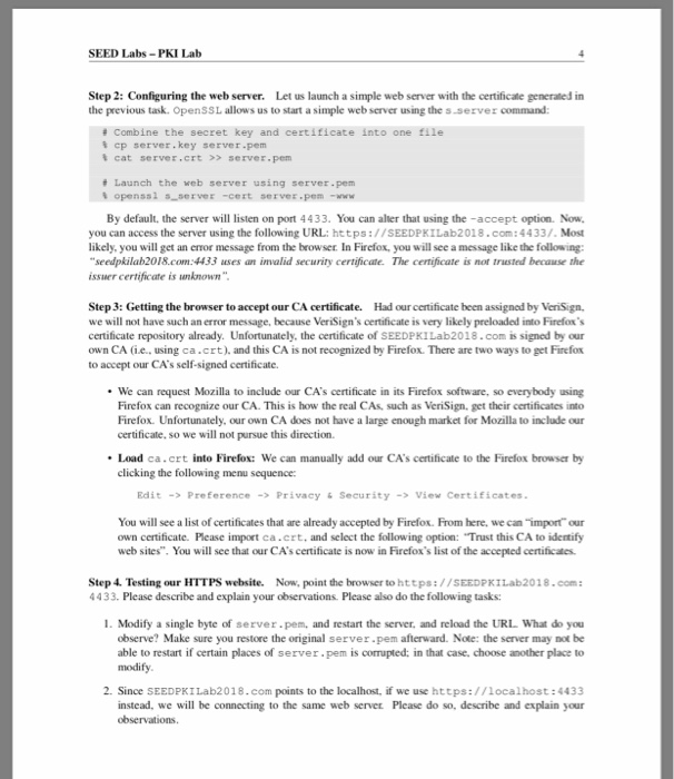 SEED Labs PKI Lab 1 of 7 Public-Key Infrastructure | Chegg.com