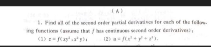 Solved CA 1. Find all of the second order partial | Chegg.com