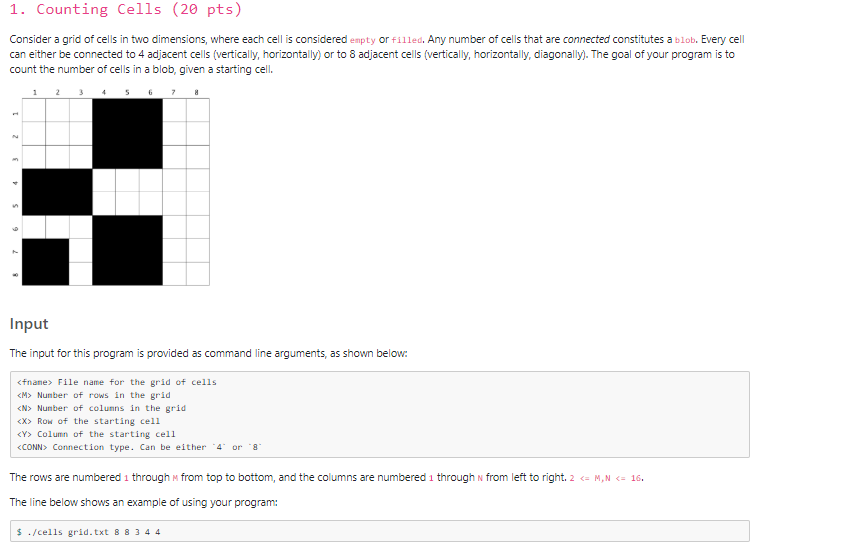 2. Counting Blobs (15 pts) Consider the same grid | Chegg.com