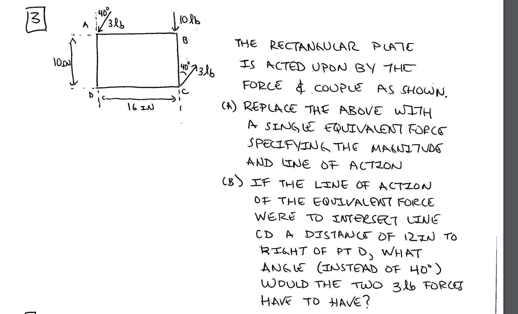 Solved A 190 A lb F C ojc 16 IN 16 IN THE RECTANGULAR PLATE | Chegg.com