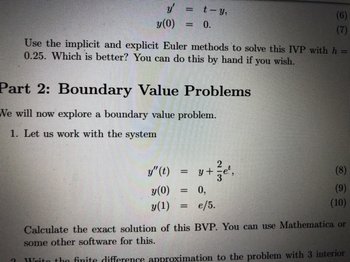 Solved Y0 0 Use The Implicit And Explicit Euler Methods 