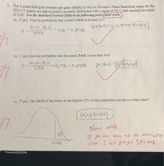 Solved The 3-point field goal attempts per game (3A/G) of | Chegg.com