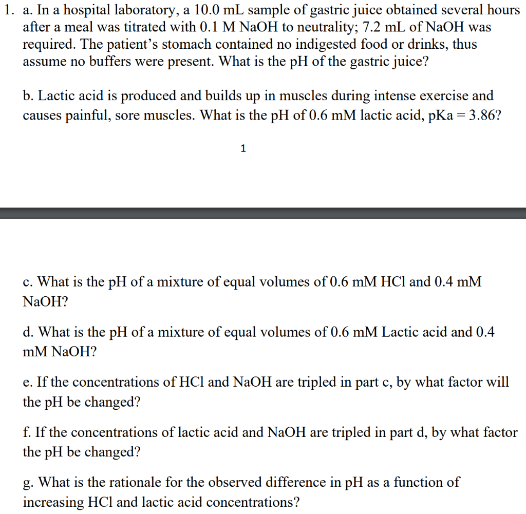 Solved 1. a. In a hospital laboratory, a 10.0 mL sample of | Chegg.com