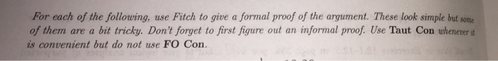 Solved For each of the following, use Fitch to give a formal | Chegg.com