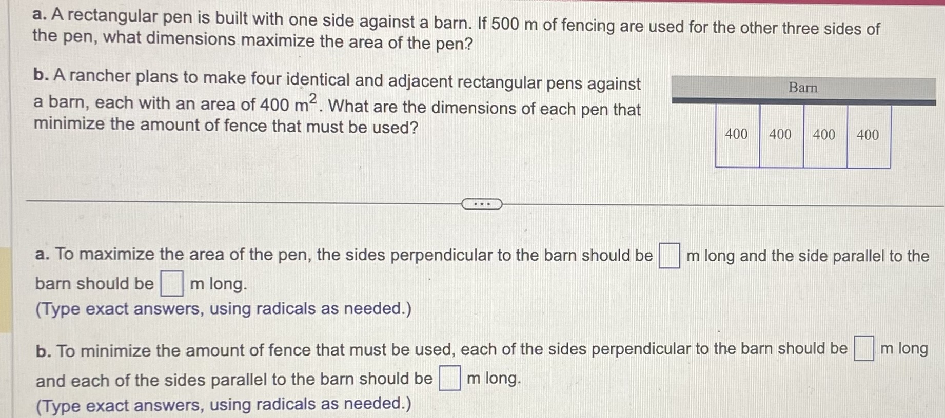 Solved a. A rectangular pen is built with one side against a | Chegg.com