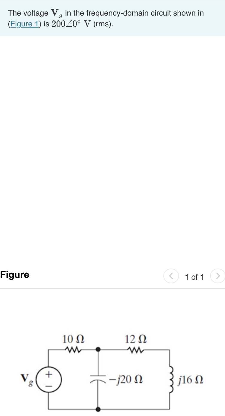 Solved The voltage V, in the frequency-domain circuit shown | Chegg.com