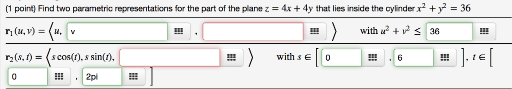Solved (1 point) Find two parametric representations for the | Chegg.com