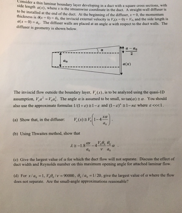 Solved n laminar boundary layer developing in a duct with a | Chegg.com