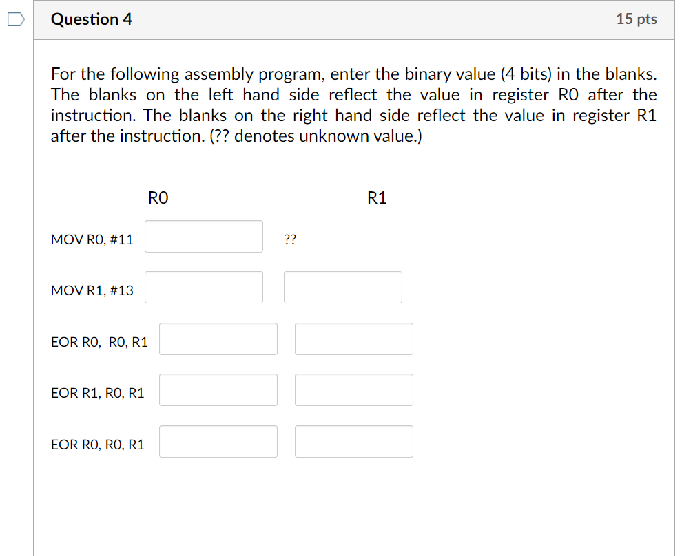 Solved For the following assembly program, enter the binary | Chegg.com