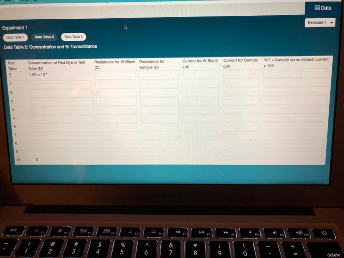 Data Experiment 1 Exercise Data Table 1 Data Table 2 | Chegg.com