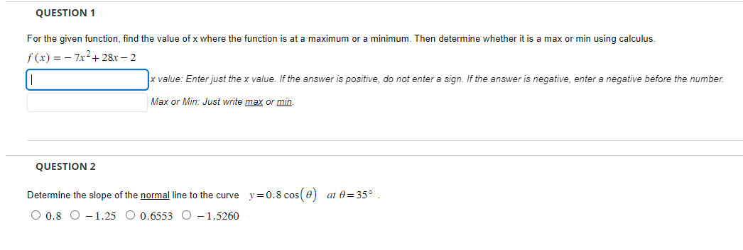 Solved For the given function, find the value of x where the | Chegg.com