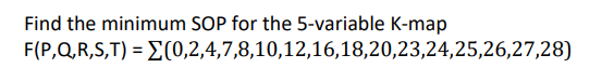 Solved Find The Minimum Sop For The 5 Variable K Map 0816