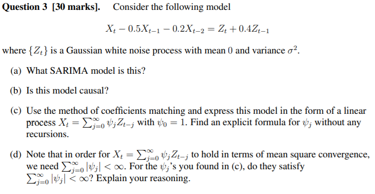 Question 3 [30 marks). Consider the following model | Chegg.com