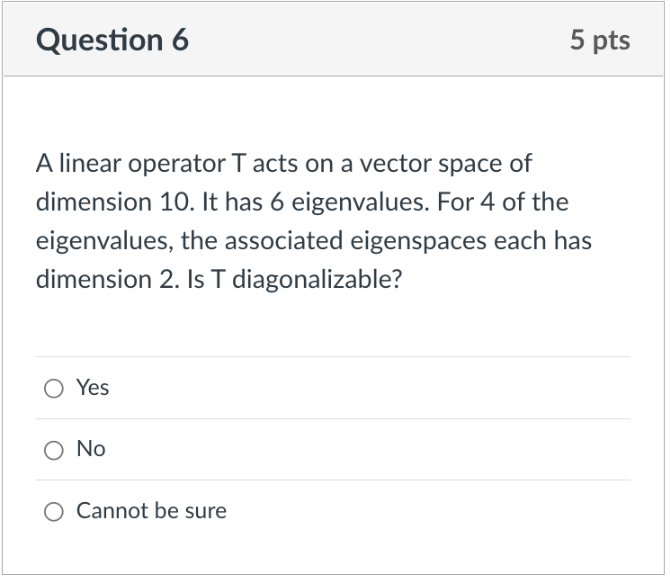 Solved A linear operator T acts on a vector space of | Chegg.com