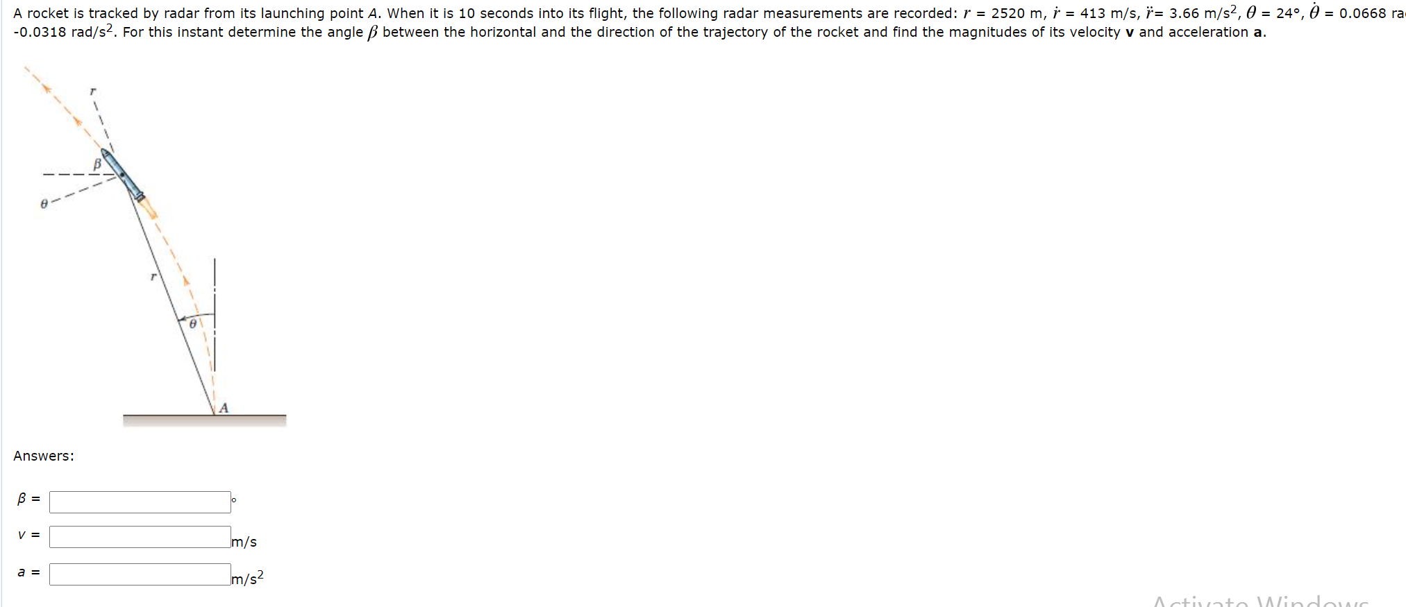 Solved A rocket is tracked by radar from its launching point | Chegg.com