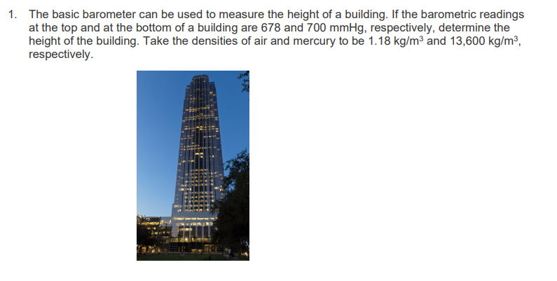 Solved The basic barometer can be used to measure the height | Chegg.com